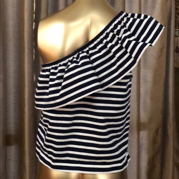 J. Crew | Tops | One Shoulder Navy Blue Top | Poshmark